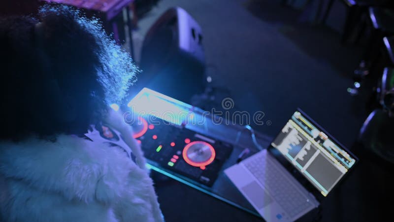 Rear View of Woman Dj on the Decks Stock Footage - Video of sound ...