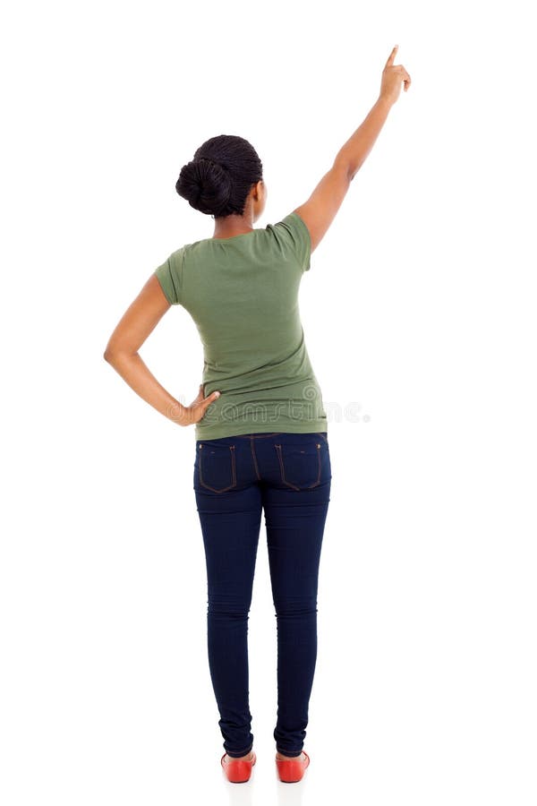 Rear view woman pointing stock image. Image of african - 33289787