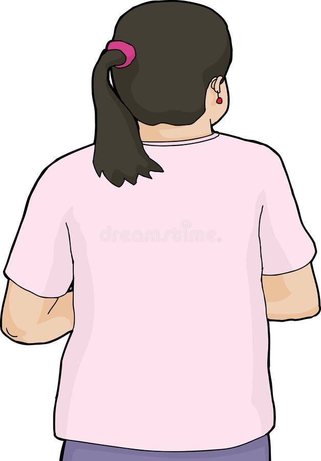 Rear View Woman with Ponytail Stock Illustration - Illustration of view ...