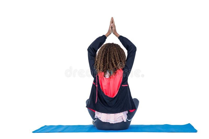 Rear View Of A Female Practicing Yoga On White Stock Photo - Image of ...