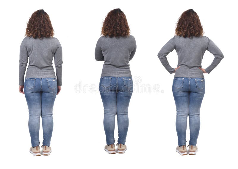 Rear View of a Woman with Various Poses Stock Photo - Image of length ...