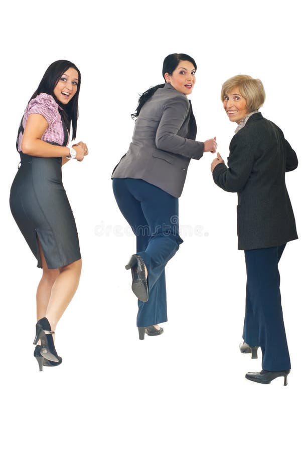 Back View of Group Beautiful Women Pointing Stock Photo - Image of girl ...