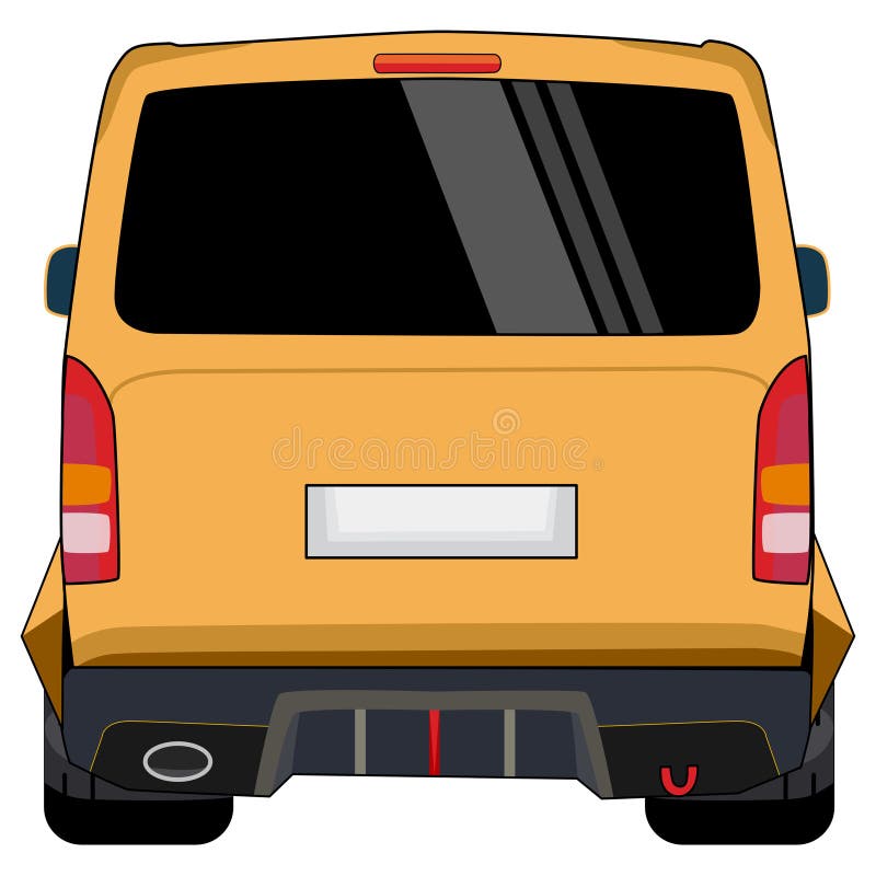 Rear View of Yellow Van Car Illustration Stock Illustration ...