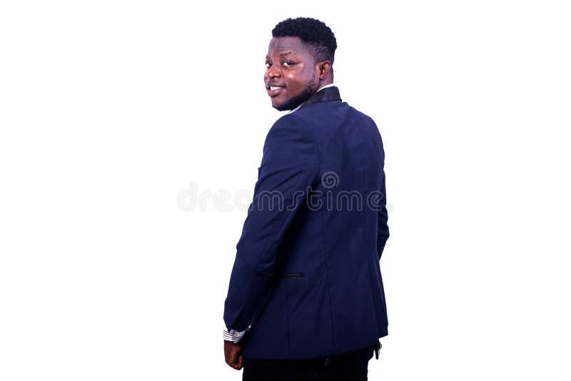 Rear View of Young Businessman Looking at Camera Smiling Stock Image ...