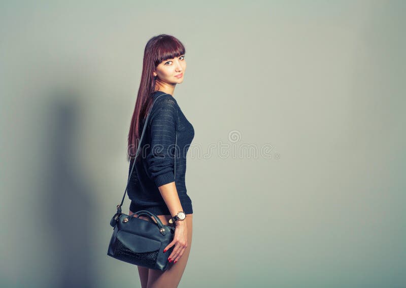 Rear View of Young Casual Woman in Pants Look Back Stock Image - Image ... Rear View of Young Casual Woman in Pants Look Back Stock Image - Image ...