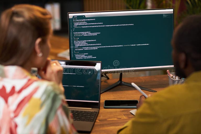 Programmers Working with Security Codes Stock Image - Image of colleague, script: 366565067