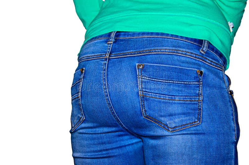 Rear View of Young Woman Wearing Blue Jeans Stock Photo - Image of ...