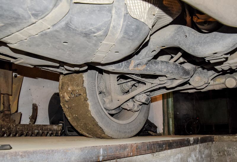 Rear Wheel of the Car with the Elements of the Suspension System. Car ...