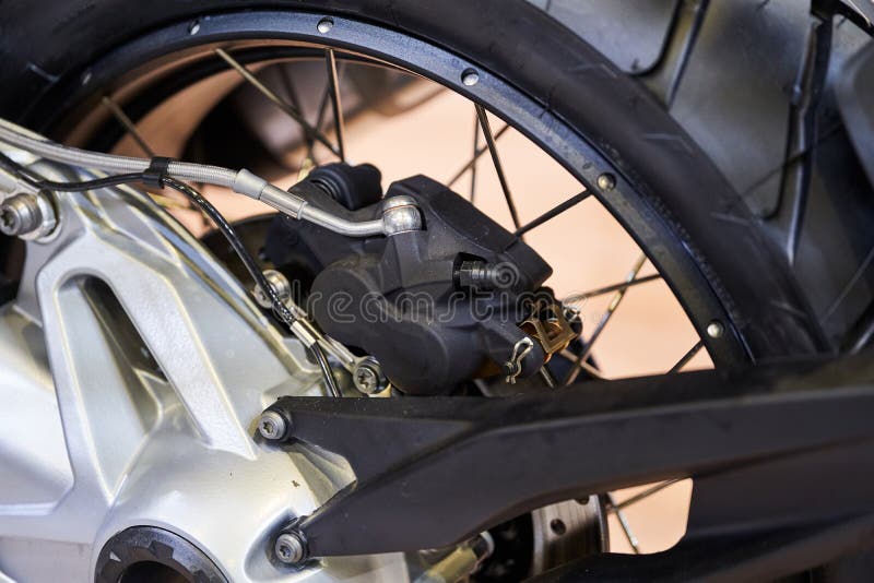 The Rear Wheel of a Modern Motorcycle Stock Photo - Image of highway ...