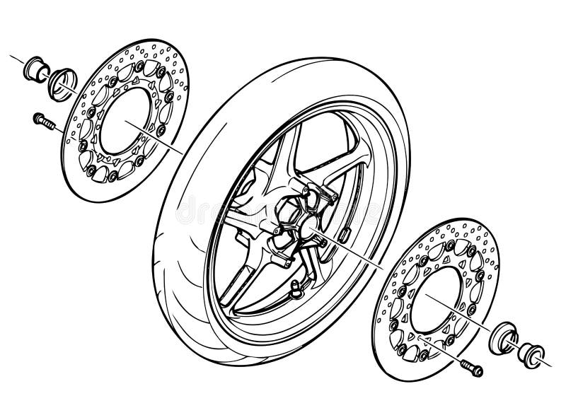 The Rear Wheel of a Motorcycle in Parsing Stock Vector - Illustration ...