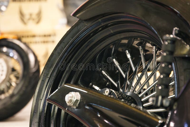 The Rear Wheel of a Motorcycle. a Rear View Stock Photo - Image of ...
