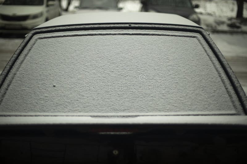 Rear Window of Car in Snow. Snow by Car Stock Image - Image of bumper ...