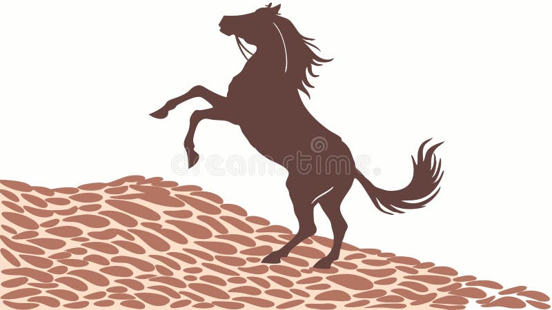 Rearing Horse Silhouette Against Abstract Wavy Pattern, Vector Design ...