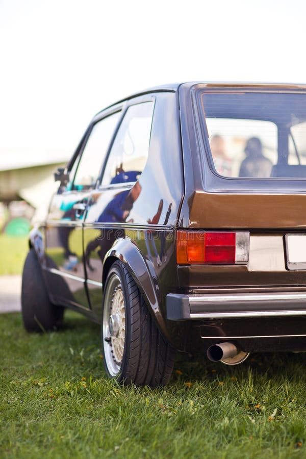 Rearlights of Old European Brown Car Stock Photo - Image of summer ...