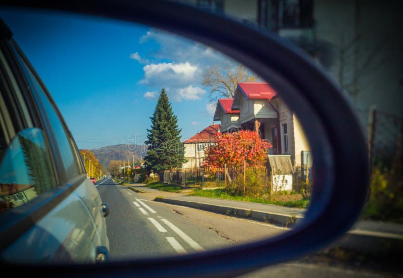 Rearview Mirror with Reflection Stock Image - Image of color, mirror ...