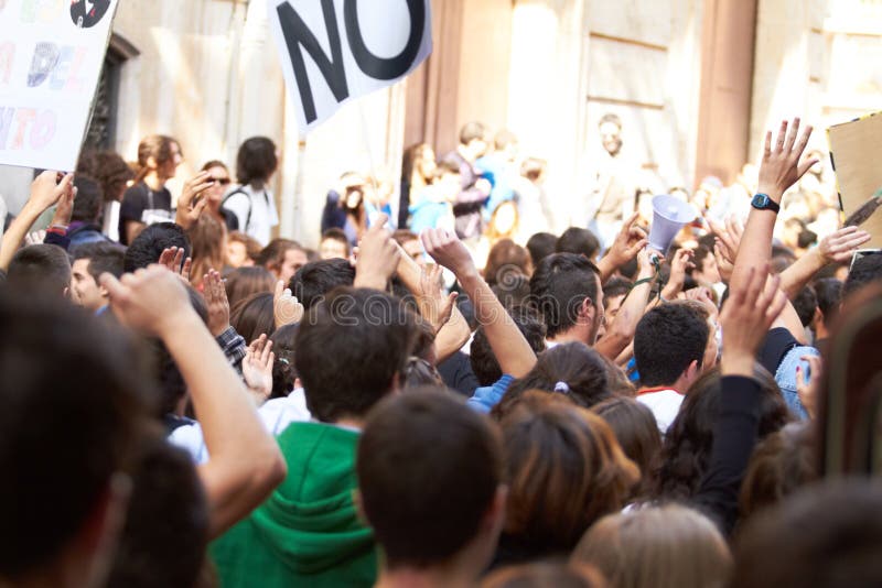 Power To the People. Rearview Shot of a Crowd Protesting Outside a ...