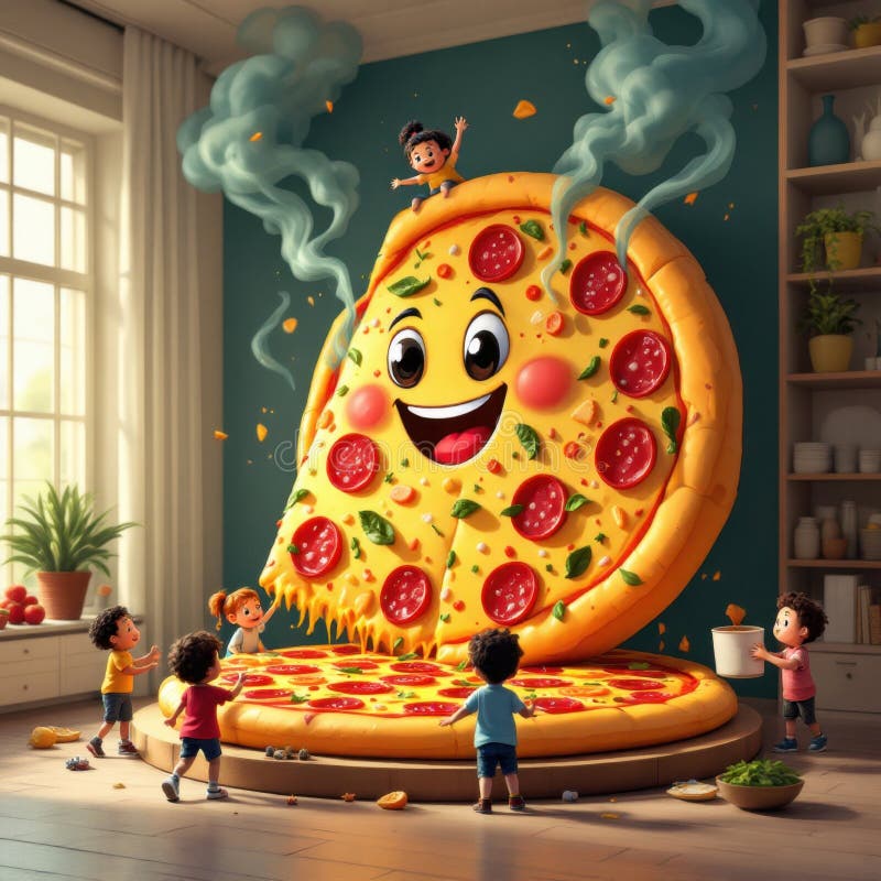 The Reason Why Children Like Pizza Stock Illustration - Illustration of ...