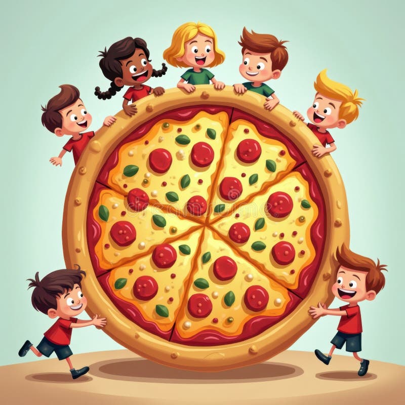 The Reason Why Children Like Pizza Stock Illustration - Illustration of delicious, slices: 375358386