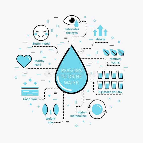 Benefits Drinking Water Stock Illustrations 150 Benefits Drinking