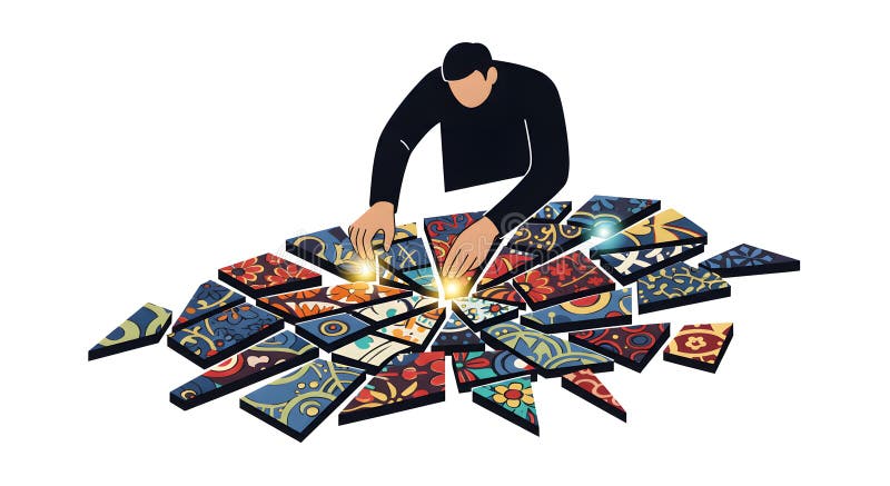 Reassembling the Broken Pieces Stock Illustration - Illustration of ...