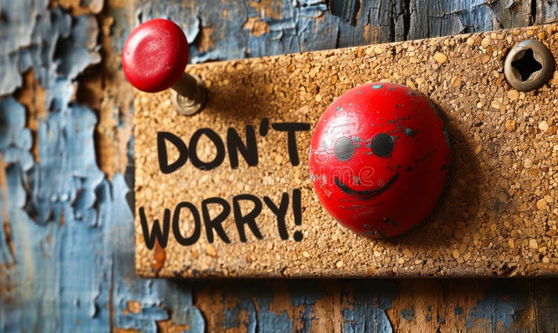 Reassuring Note with DONT WORRY! Message Pinned on a Cork Bulletin ...