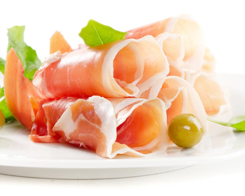 Rebanadas de jamón curado imagen de archivo. Imagen de delicadeza ...