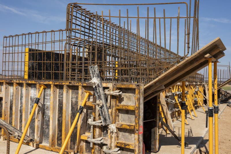 Rebar Cage and Formwork at a Large Construction Site Stock Photo ...