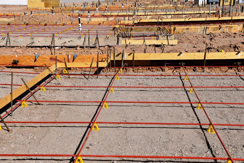 Rebar for a Housing Pad Creates a Series of Squares. Stock Image ...