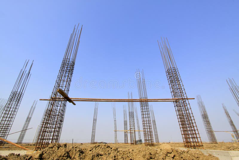 Rebar Engineering at a Construction Site Stock Image - Image of site ...