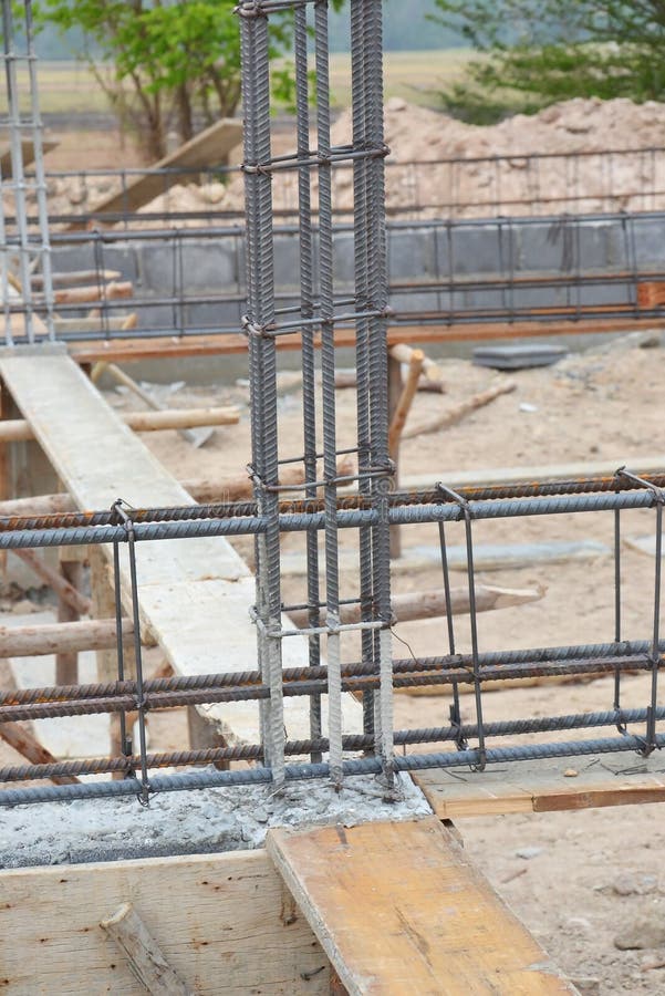 Rebar and Formwork for Beam and Column Stock Photo - Image of pour ...