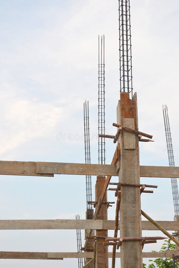Rebar and Formwork for Beam and Column Stock Photo - Image of pour ...