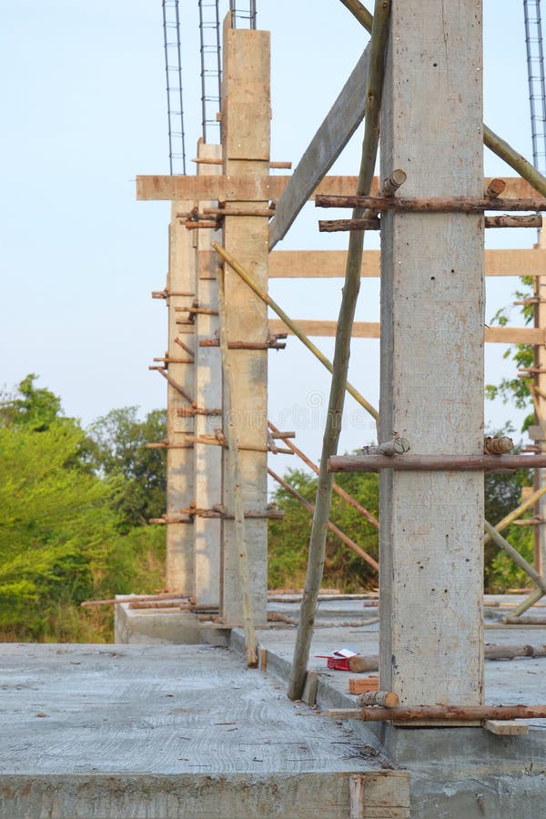 Rebar and Formwork for Beam and Column Stock Photo - Image of wood ...