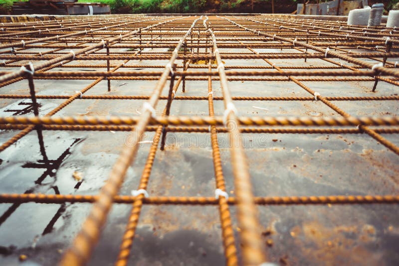 The Rebar in the Foundation Stock Image - Image of pattern, material ...