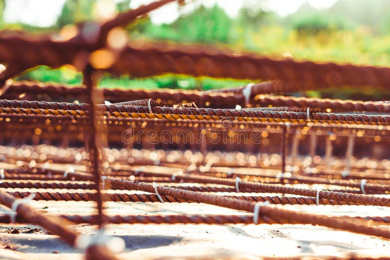 The Rebar in the Foundation Stock Photo - Image of work, development ...