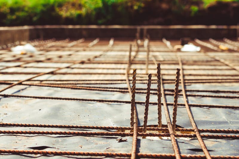 The Rebar in the Foundation Stock Photo - Image of plate, activity ...