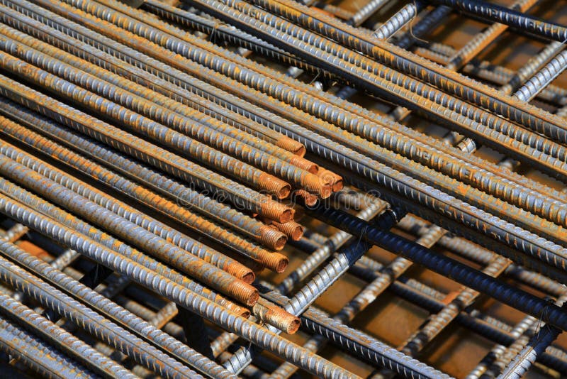 Rebar piled up together stock image. Image of grid, construction ...