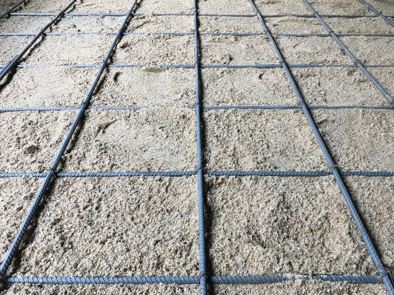Rebar on Sand for Floor Foundation at Construction Site Stock Image ...