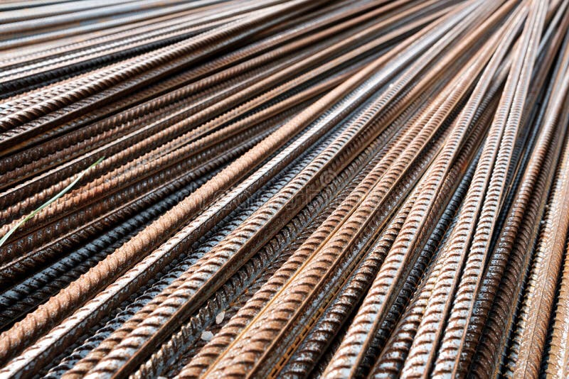 Rebar Stacked for Storage in a Warehouse in Bulk Stock Photo - Image of ...