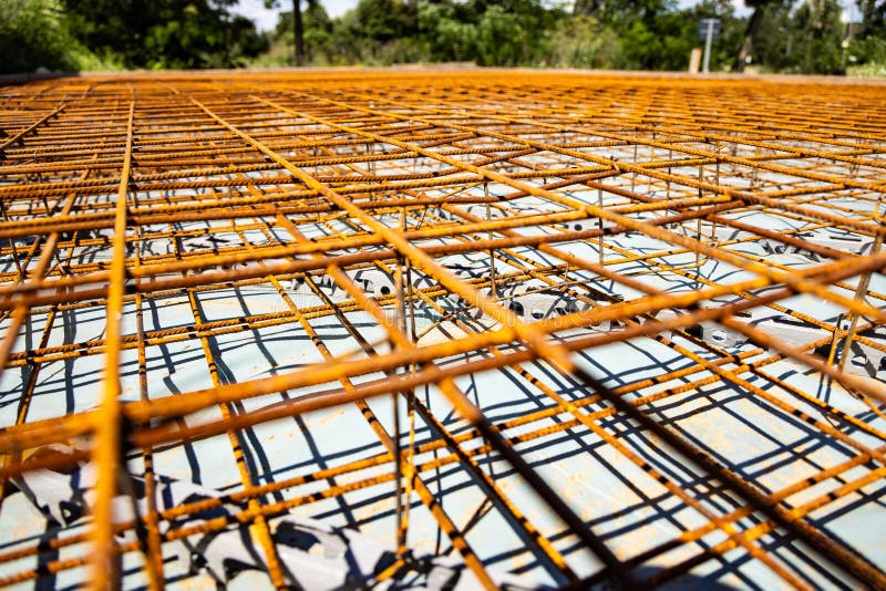 Rebar Structure for Concrete Slab at a Construction Site Stock Photo ...