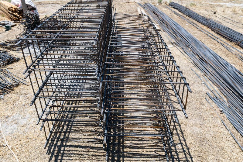 Rebars Used in Construction. Rebars Bound Together with Steel Wires for ...