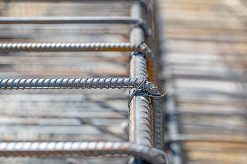 Rebars Used in Construction. Rebars Bound Together with Steel Wires for ...