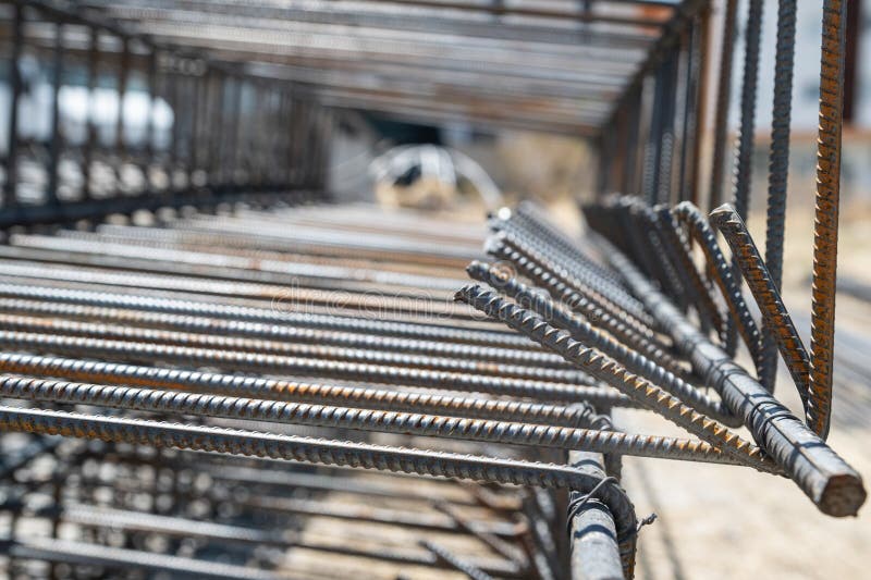 Rebars Used in Construction. Rebars Bound Together with Steel Wires for ...