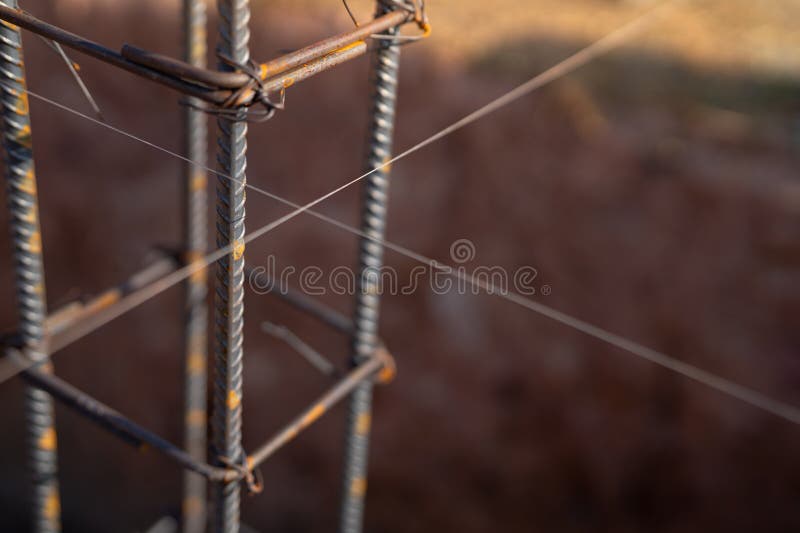 Rebars for Concrete Foundations at a Construction Site. Steel Bars and ...
