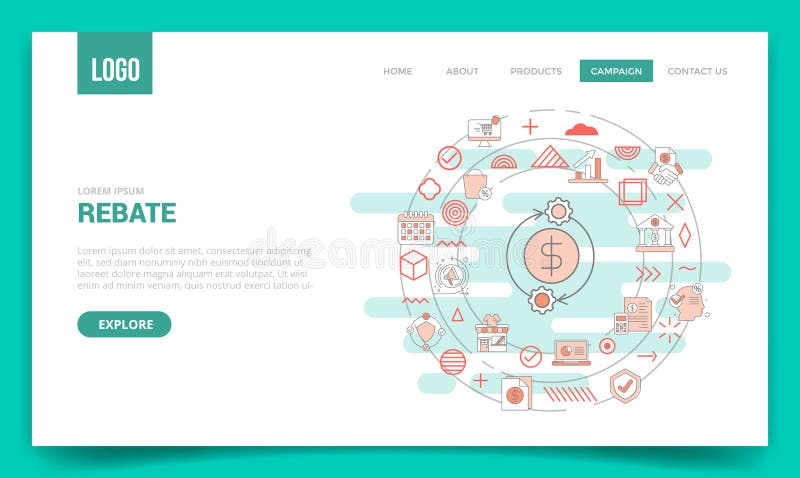 Rebate Concept with Circle Icon for Website Template or Landing Page ...