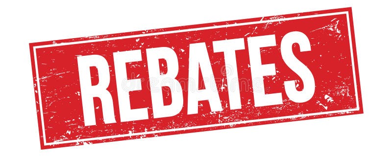 REBATES Text on Red Grungy Rectangle Stamp Stock Illustration ...