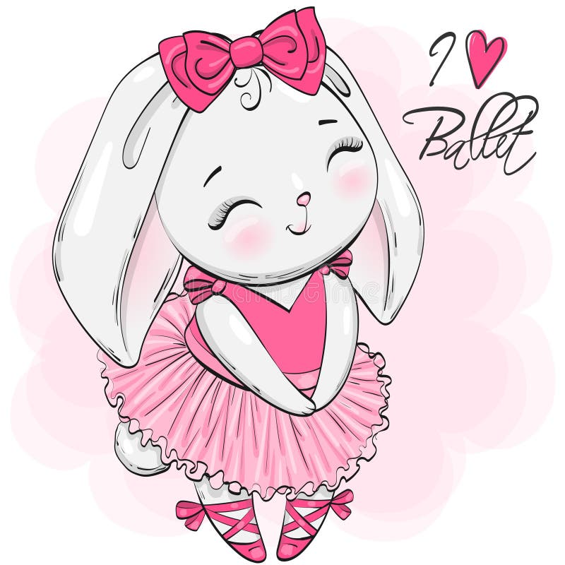 Hand Drawn Beautiful, Lovely, Little Rabbit Ballerina Girl. Stock ...
