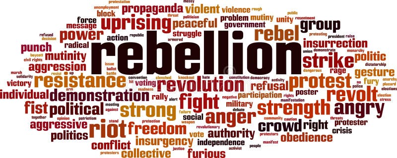 Rebellion word cloud stock vector. Illustration of rebellion - 223824586