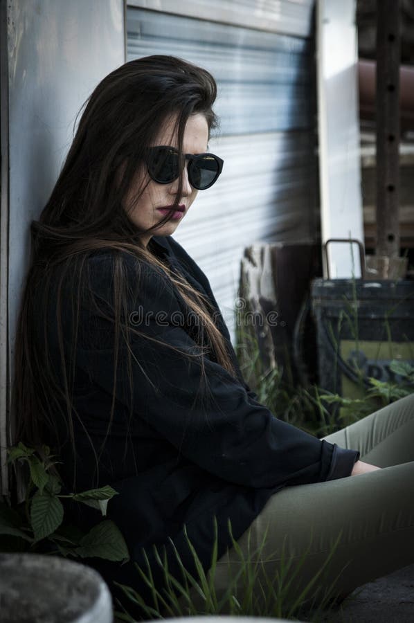 Rebellious Girl with Sunglasses Stock Image - Image of female, pose ...