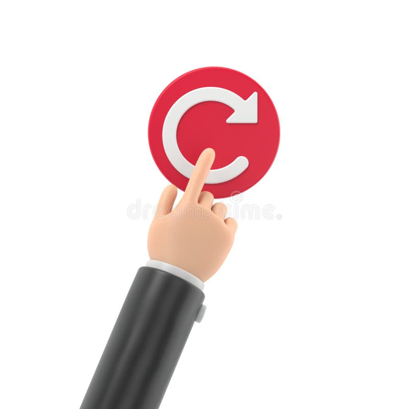 Reboot Concept. Restarting Technology. Hand To Push Big Red Button. 3d ...