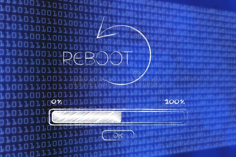 Big Red Reboot Button Illustration Stock Illustration - Illustration of ...